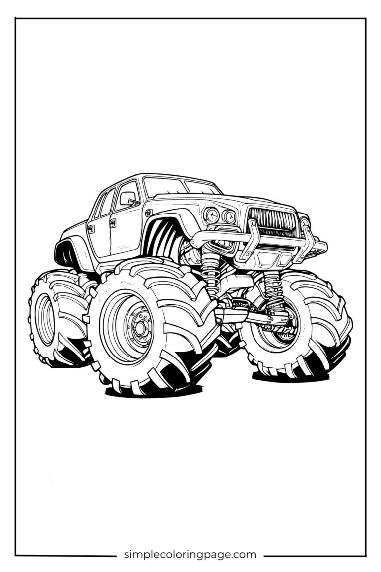 Coloring Page Featuring Monster Cars - simplecoloringpage.com