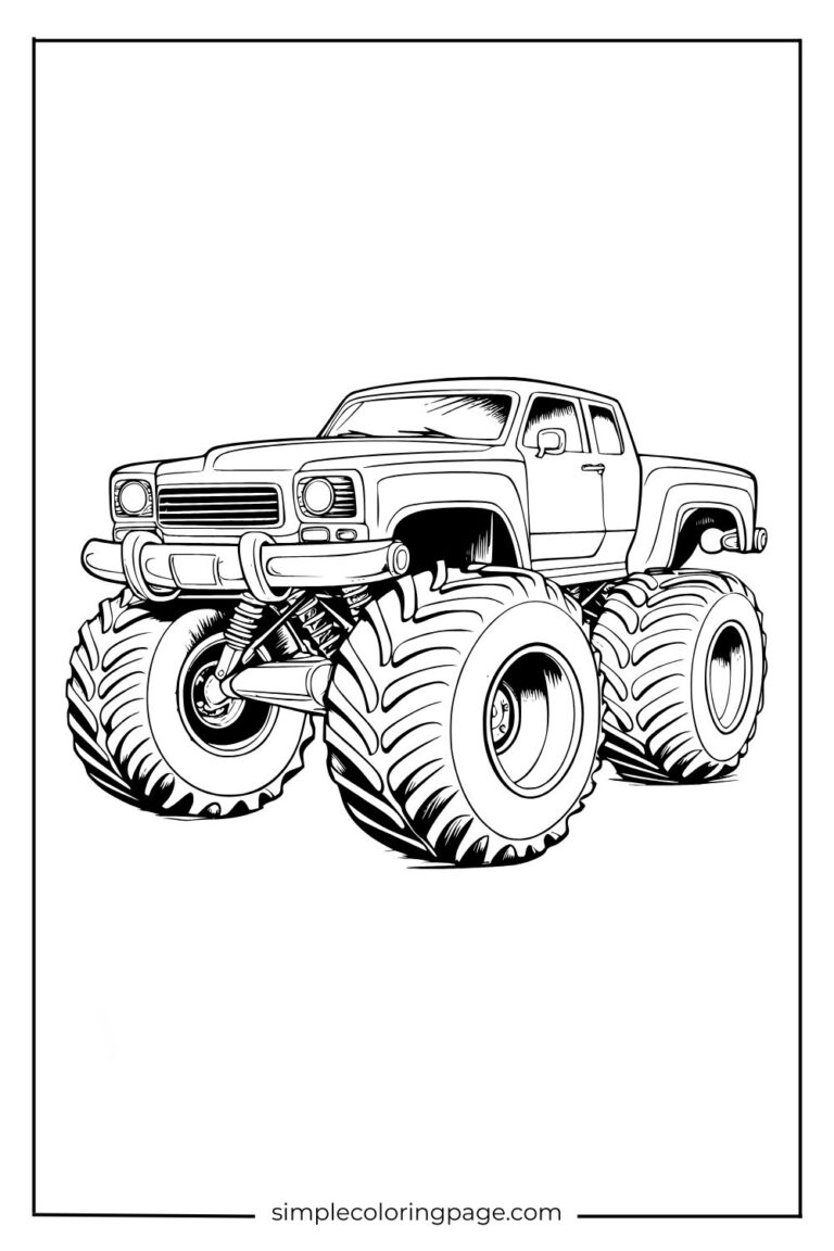 Coloring Page Featuring Monster Cars - simplecoloringpage.com