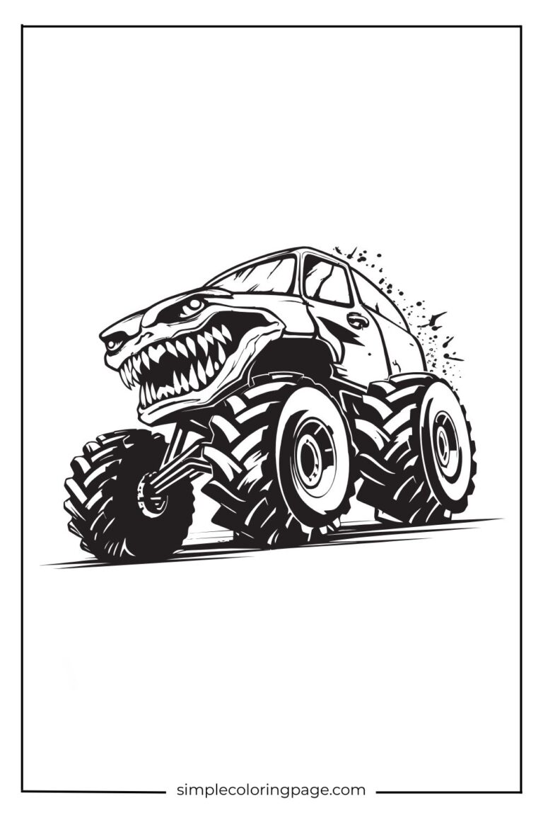 Coloring Page Featuring Monster Cars - simplecoloringpage.com