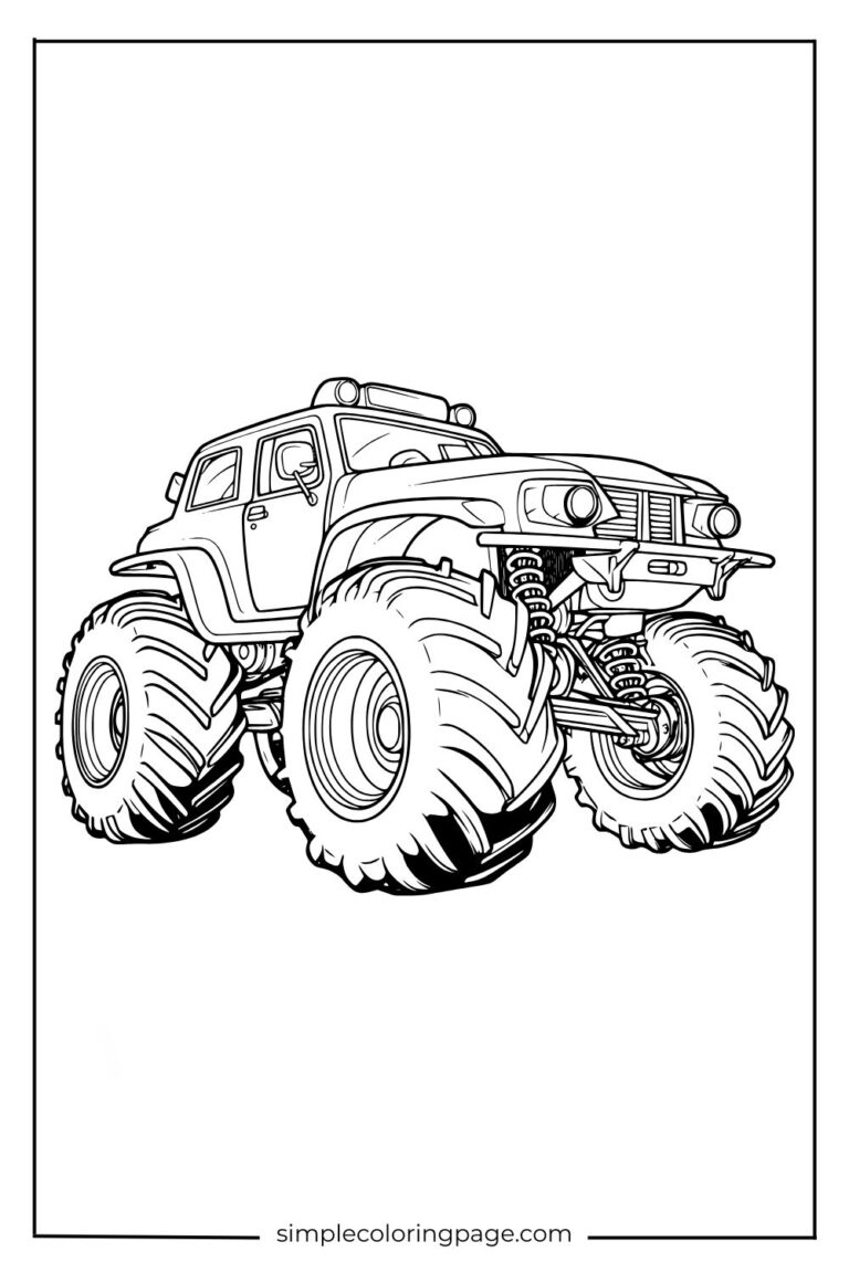Coloring Page Featuring Monster Cars - simplecoloringpage.com