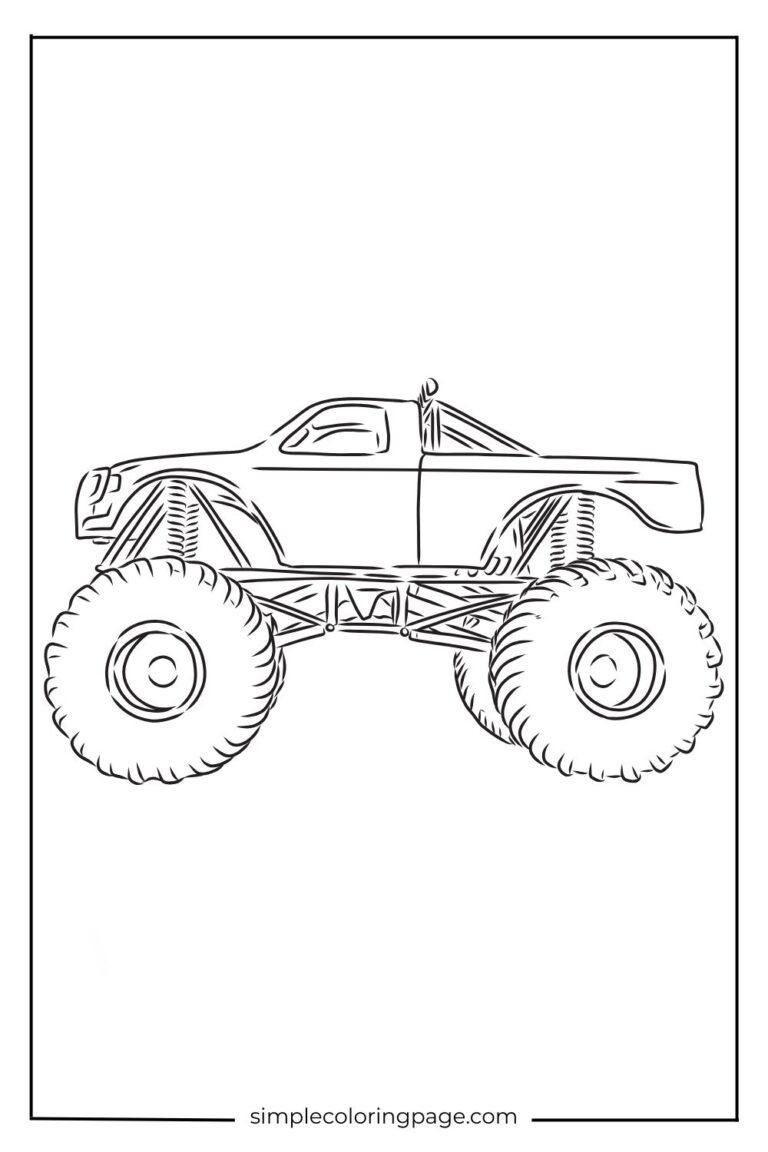 Coloring Page Featuring Monster Cars - simplecoloringpage.com