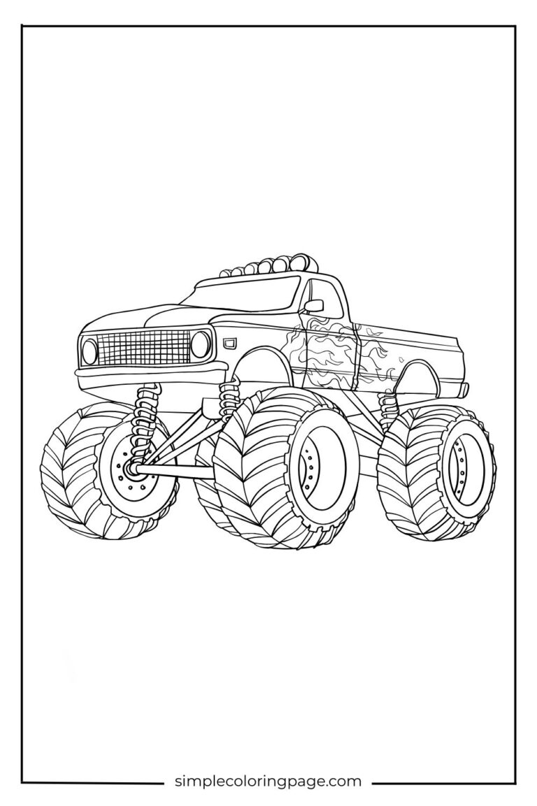 Coloring Page Featuring Monster Cars - simplecoloringpage.com