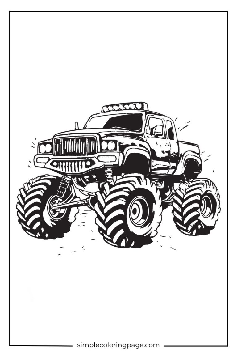 Coloring Page Featuring Monster Cars - simplecoloringpage.com