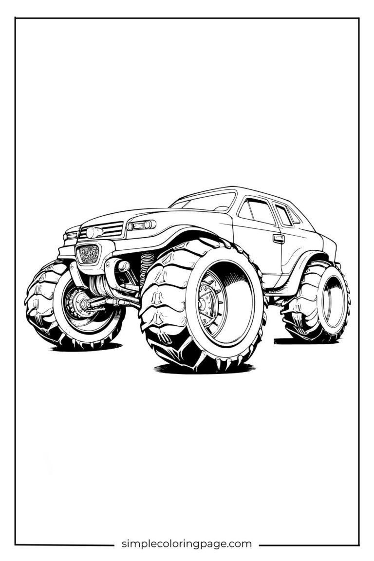 Coloring Page Featuring Monster Cars - simplecoloringpage.com