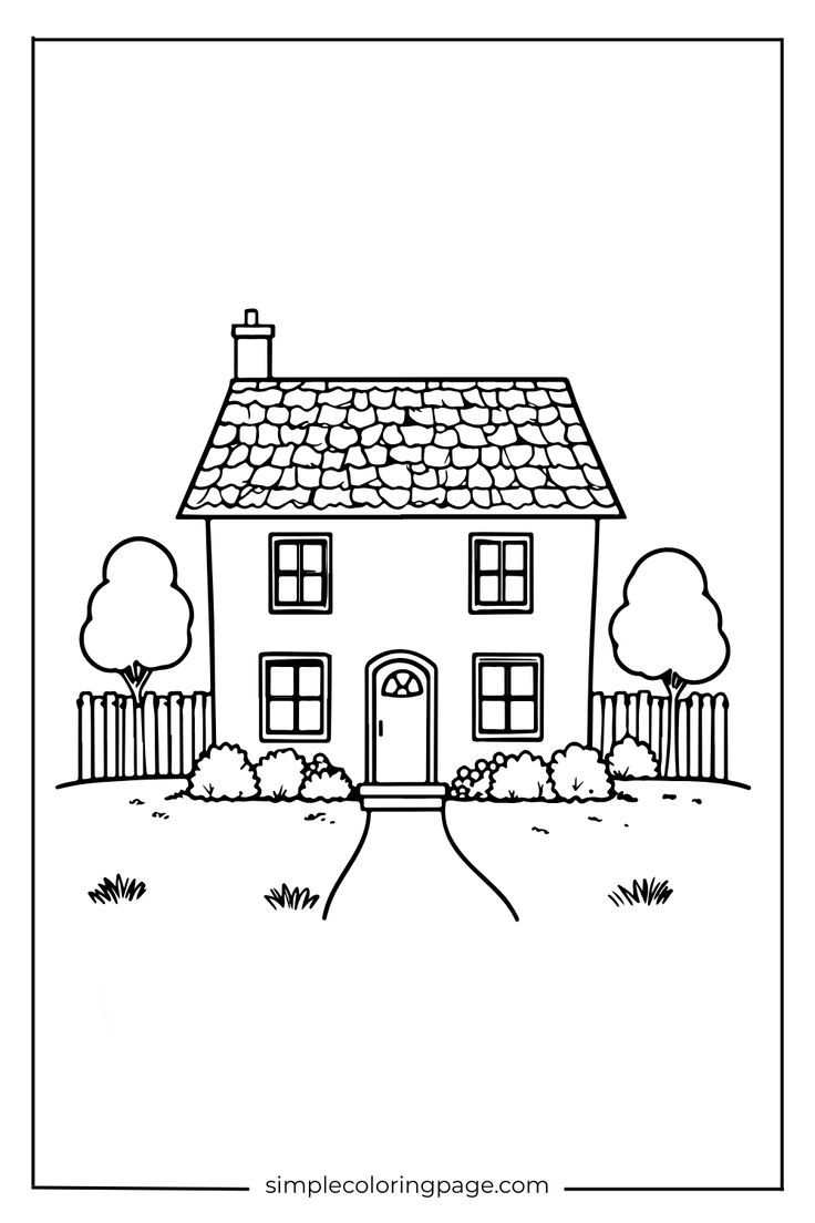 Coloring Page House Themed - simplecoloringpage.com